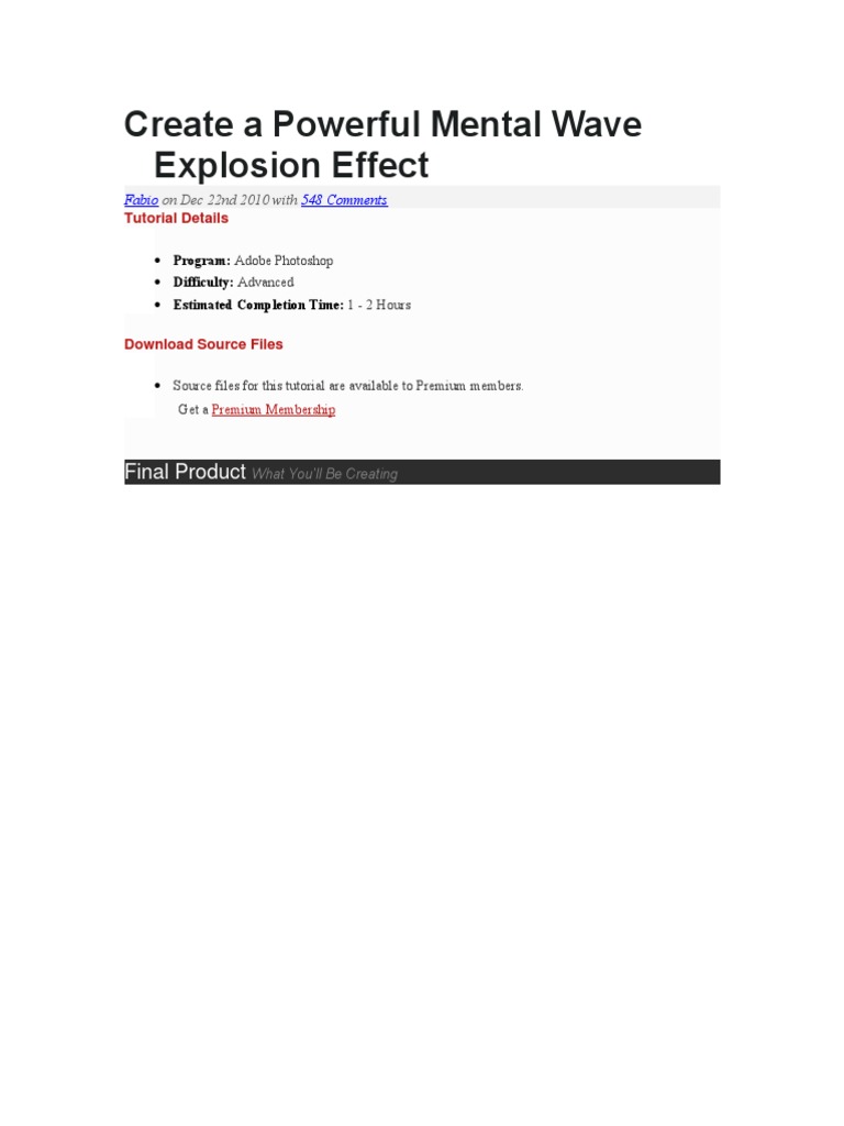 Create A Powerful Mental Wave Explosion Effect | PDF | Adobe Photoshop ...