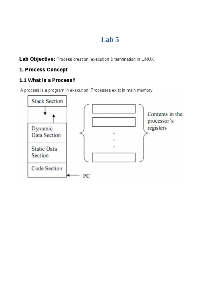 Lab Objective: 1. Process Concept 1.1 What Is A Process?: Process ...