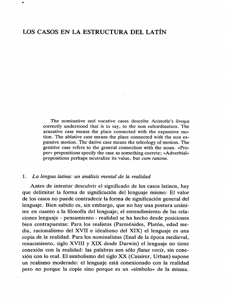 Los Casos en La Estructura Del Latín | PDF | Asunto (gramática) | Dimensión