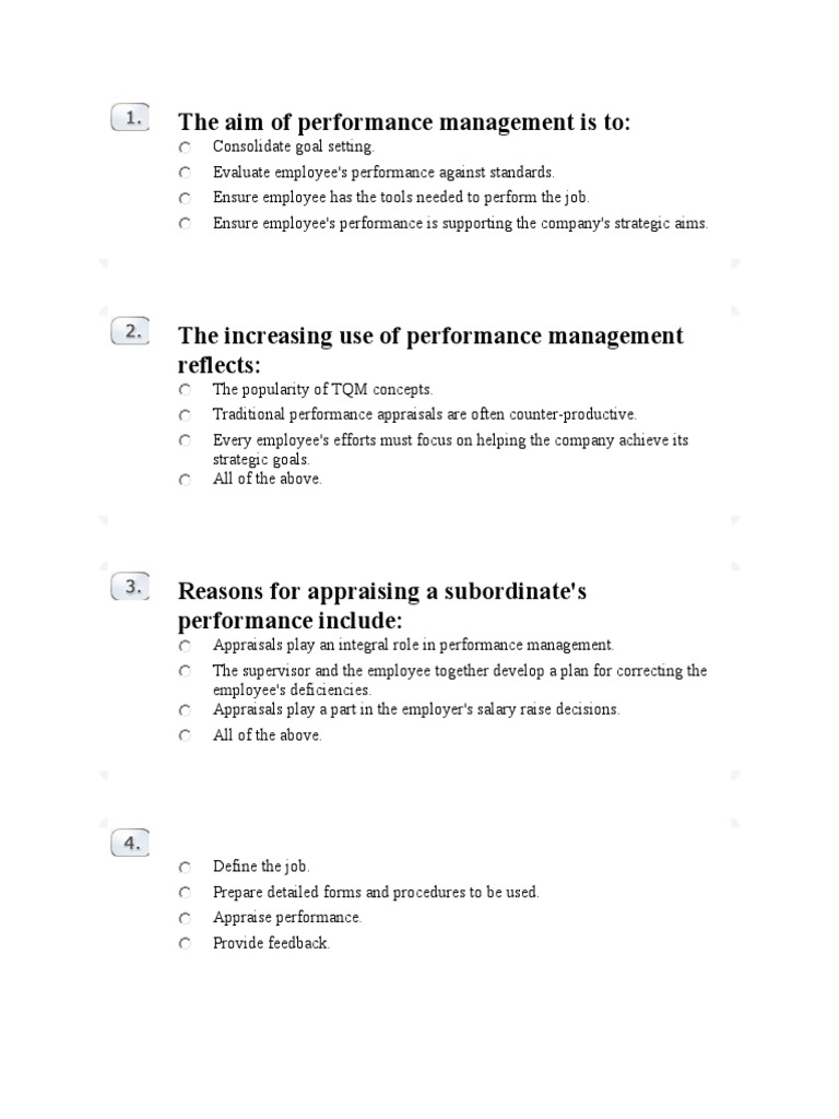 MCQ of HRM Presentation | PDF | Performance Appraisal | Organizational ...
