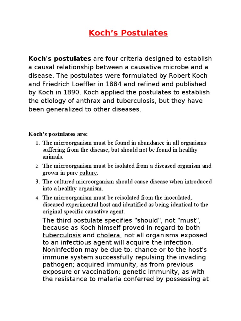 Koch's Postulates | PDF