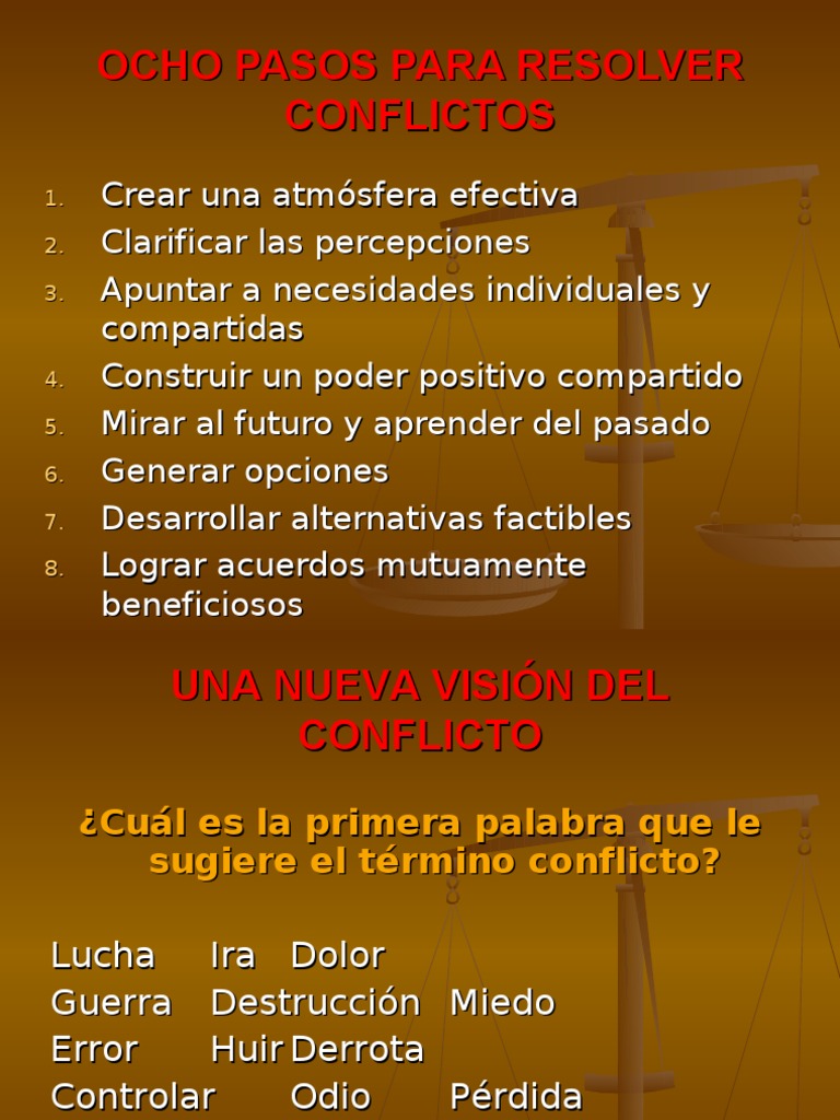 Ocho Pasos Para Resolver Conflictos | Aprendizaje | Conceptos psicologicos