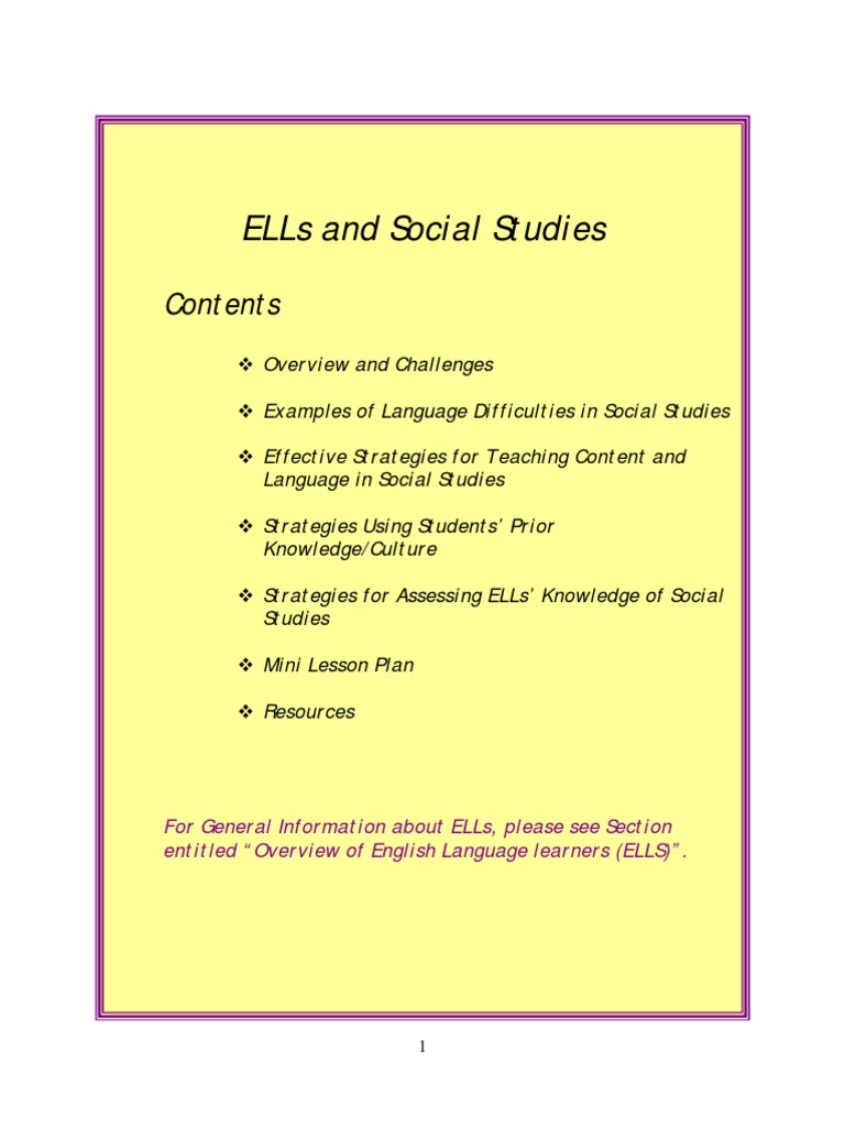Nyu Pte Socialstudies For Ells Oct2009 | PDF | English As A Second Or ...