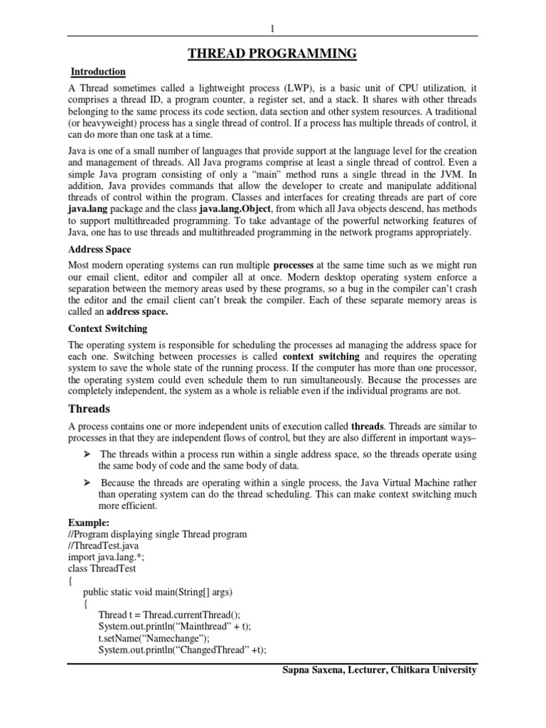 Thread Programming | PDF | Thread (Computing) | Process (Computing)