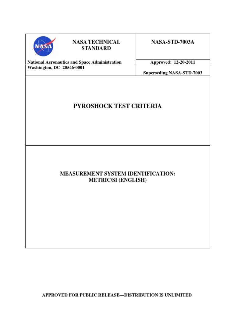 NASA-HDBK-7003 (Pyroshock Test Criteria) | PDF | Verification And ...