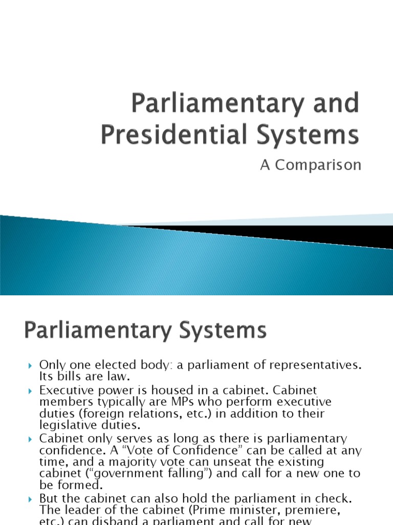 Presidential and Parliamentary Systems | PDF | Cabinet (Government ...