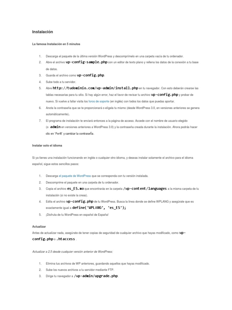Insta Laci Ó N Word Press | PDF | Word Press | Archivo de computadora