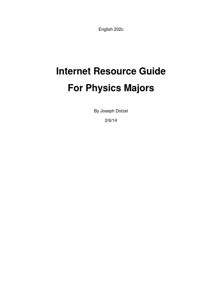 Internet Resource Guide For Physics Majors: English 202c | PDF ...