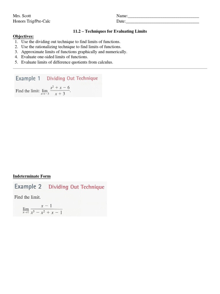 11.2 Techniques For Evaluating Limits | PDF | Computers