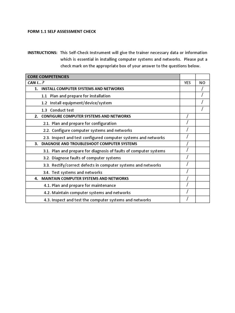 2 Self Assessment Checklist | PDF