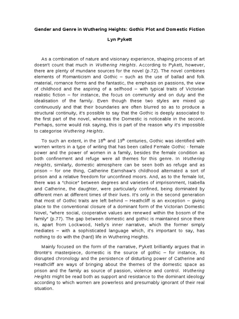 Gender and Genre in Wuthering Heights | PDF | Gothic Fiction | Novels