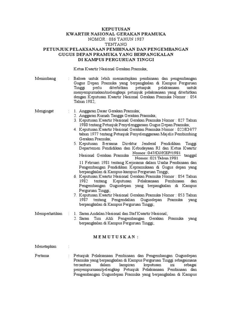 PP Pembinaan Dan An Gudep Di Perguruan Tinggi | PDF