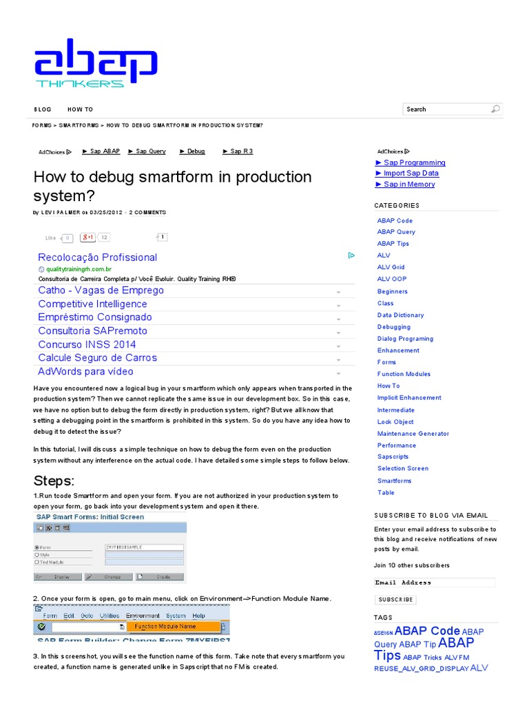 How To Debug Smartform in Production System - ABAP Thinkers | PDF | Facebook | Computer Programming