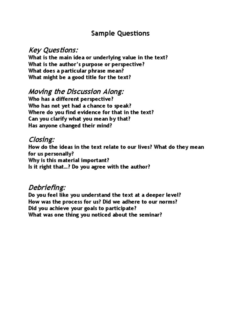 Effective Seminar Discussion Questions | PDF