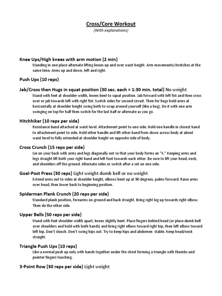 Cross/Core Workout | PDF | Elbow | Musculoskeletal System