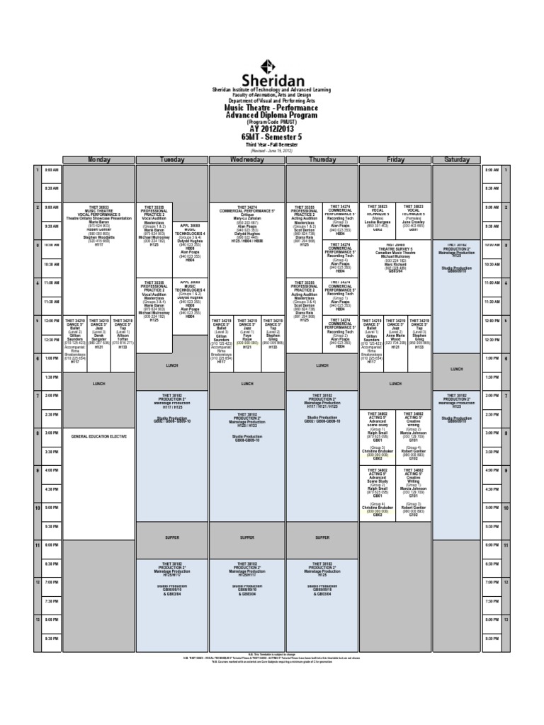 Music Theatre Performance Schedule 2012 | PDF | Performing Arts ...