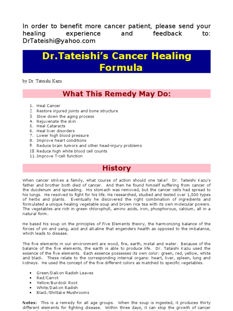 DR - Tateishi Cancer Formula | PDF | Herbalism | Cancer