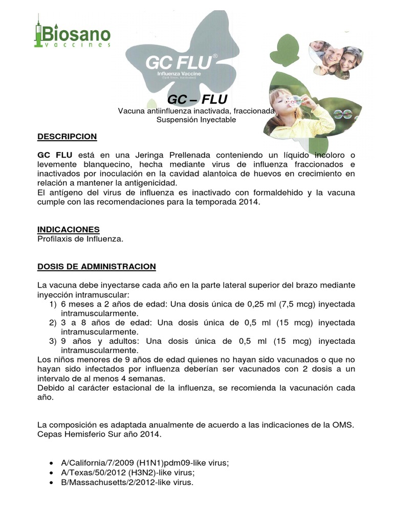 Ficha Tecnica GC Flu 2014 | Influenza | Vacunas