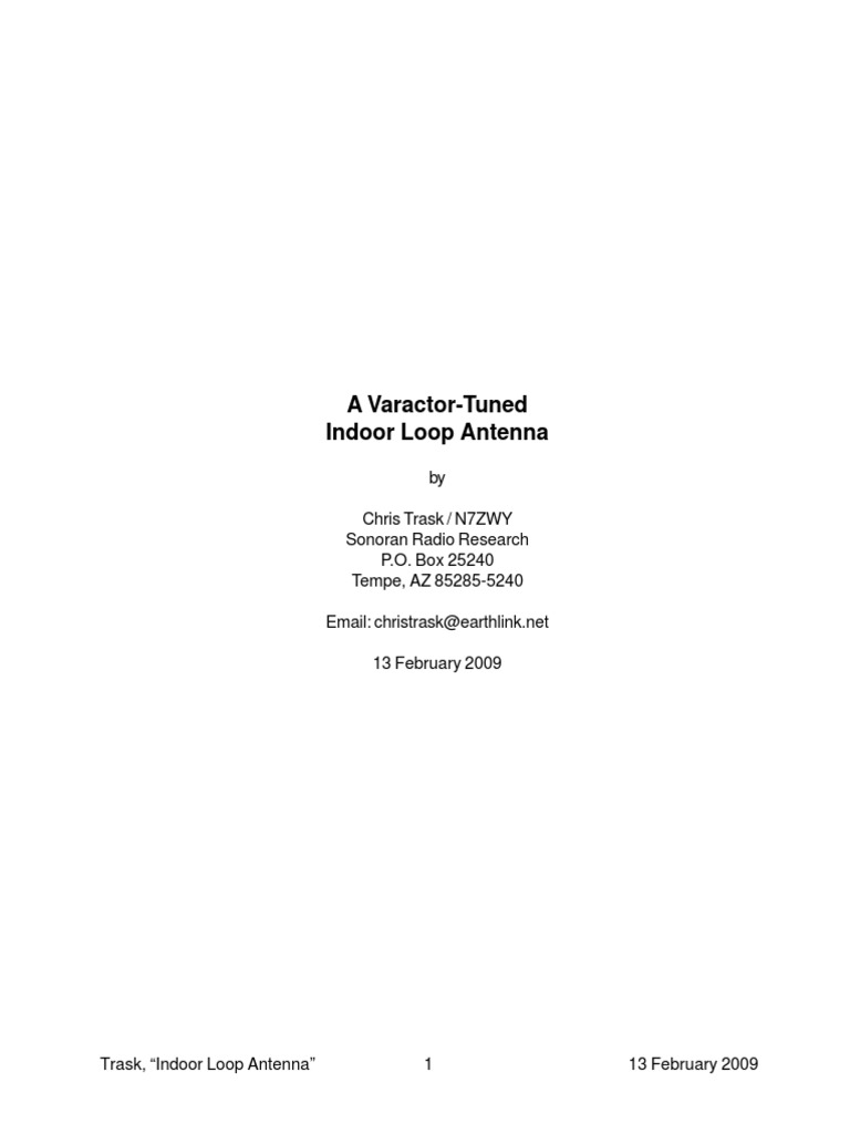 Varactor-Tuned Indoor Loop Antenna | PDF | Antenna (Radio) | Transformer