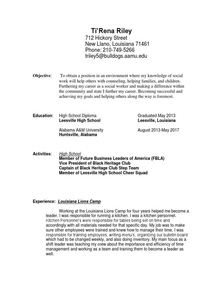 Tirena Riley Resume | PDF | Wellness
