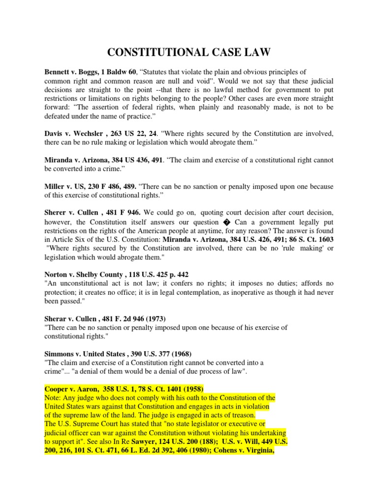 Constitutional Case Law | PDF | United States Constitution | Fourteenth ...