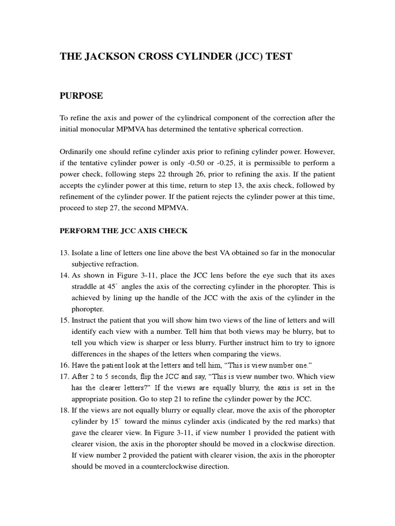 JCC Test: Axis and Power Refinement | PDF | Rotation Around A Fixed ...