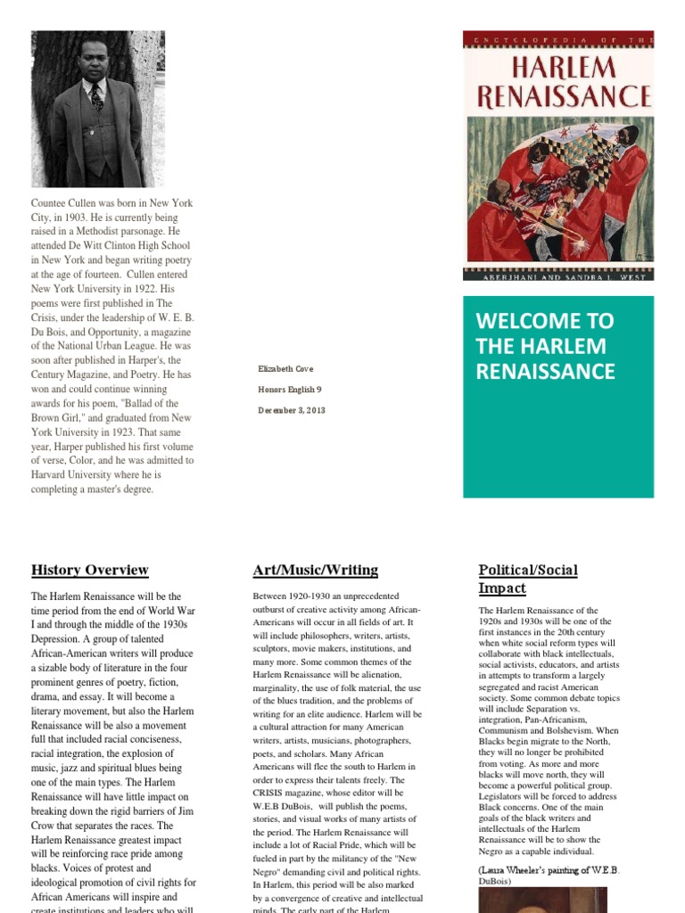 Harlem Reniassance Brochure | PDF | Harlem Renaissance | Critical Theory