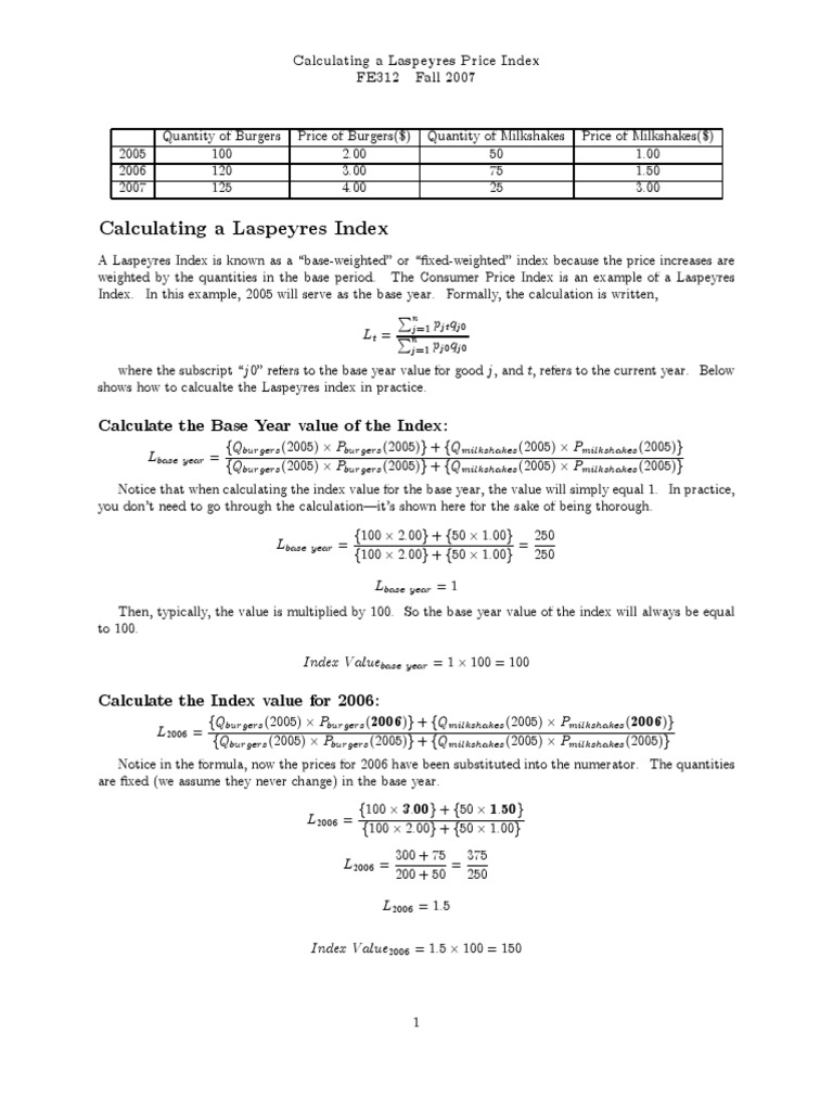 Laspeyres Calculation | PDF | Finance & Money Management