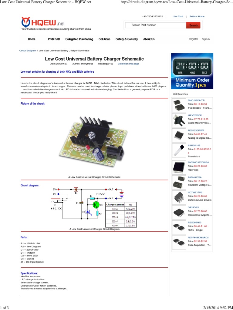 Low Cost Universal Battery Charger Schematic - HQEW | PDF | Battery ...