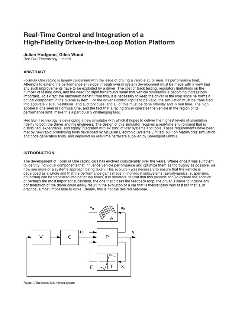 02 Redbull Driver in The Loop Motionplatform Paper | PDF | Software ...