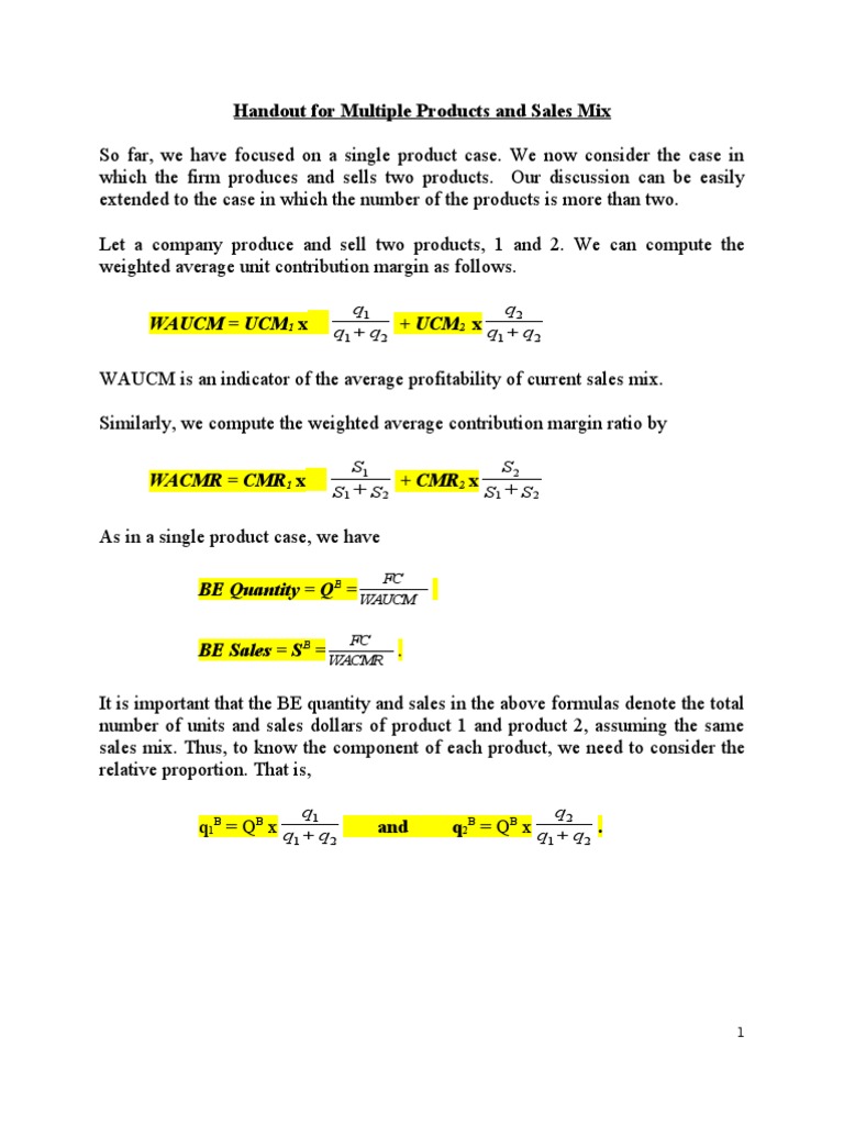 Chapter 06-Sales Mix and ICP | PDF | Net Income | Microeconomics