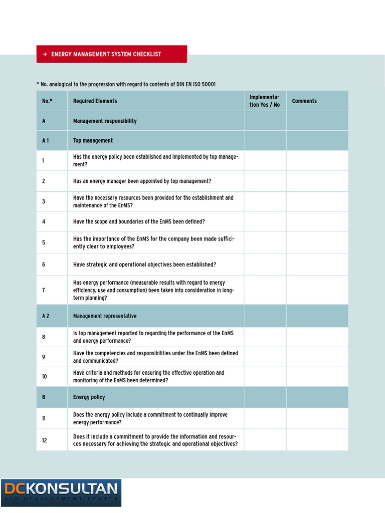 Checklist Audit ISO 50001 | PDF | Audit | Internal Audit