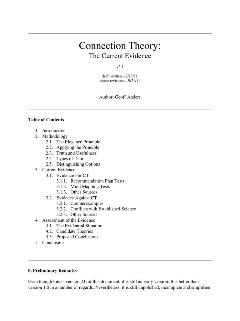 Evidence For Connection Theory | PDF | Theory | Scientific Method