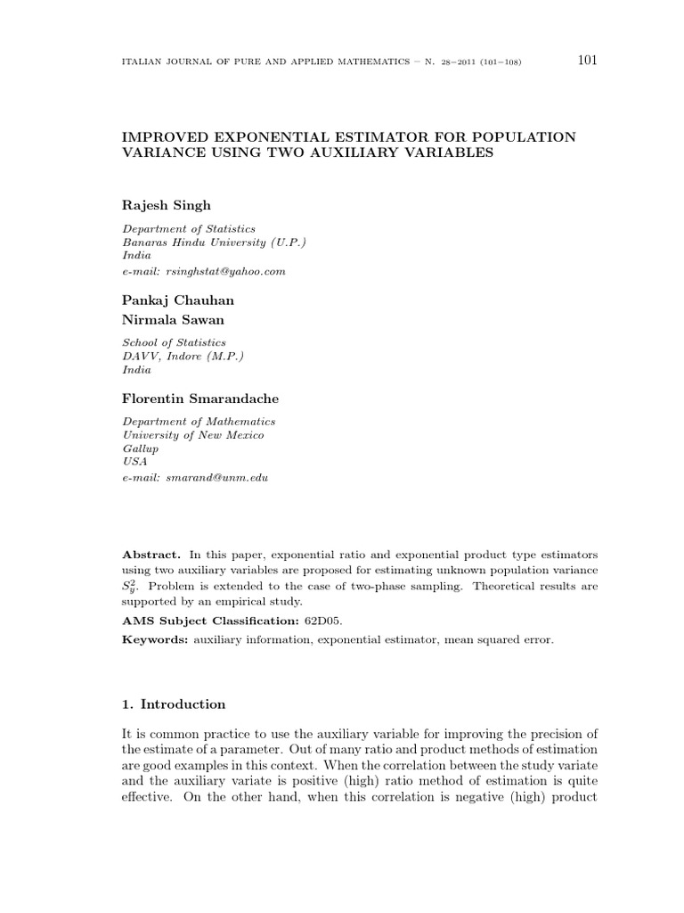 Improved Exponential Estimator For Population Variance Using Two