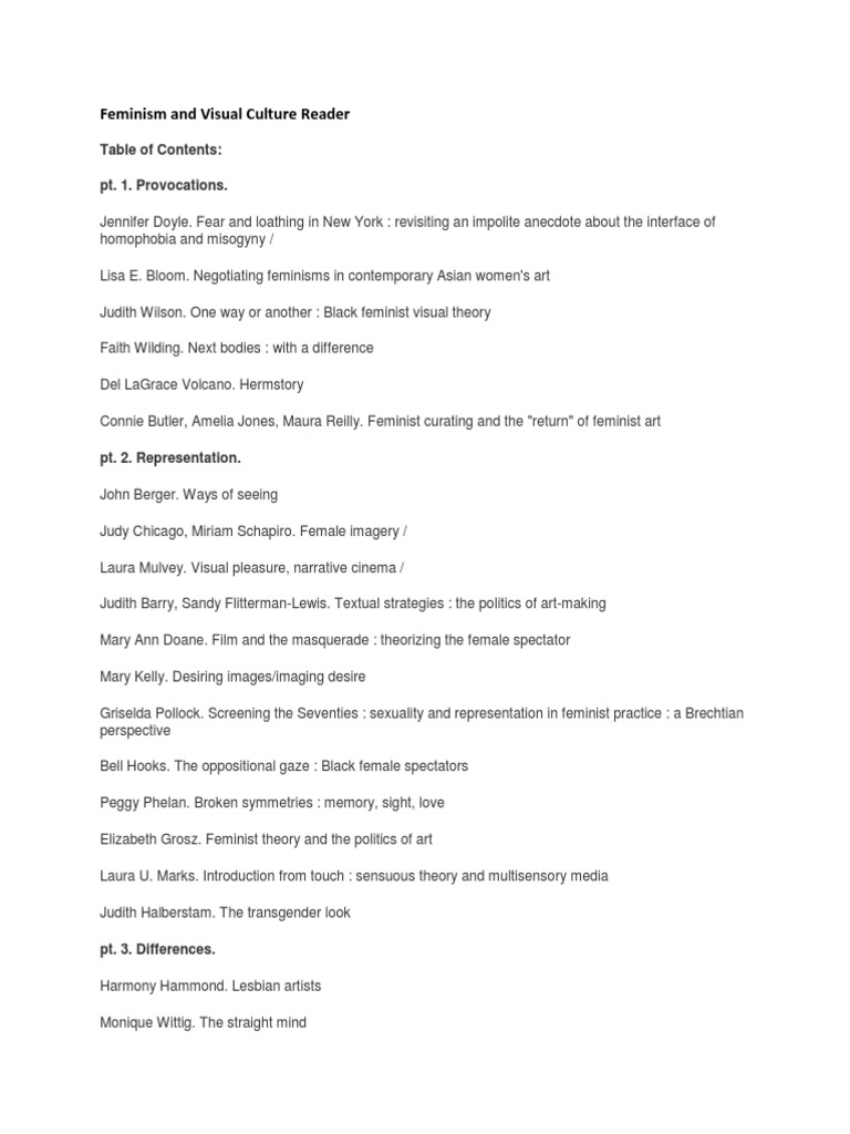 Feminism and Visual Culture Reader | PDF | Feminism | Gender Studies