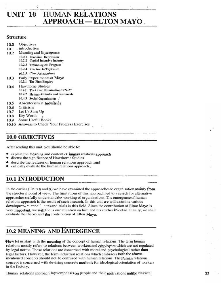 Elton Mayo's Human Relations Approach | PDF | Turnover (Employment ...