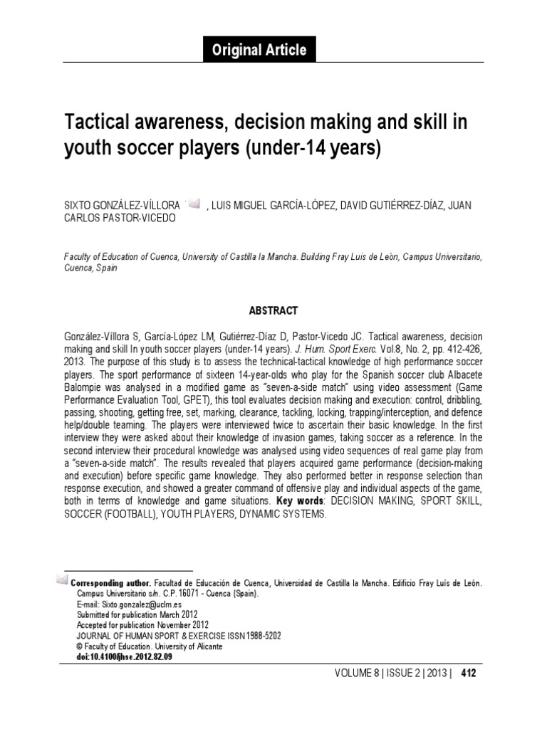 Tactical Awareness, Decision Making and Skill | PDF | Expert | Defender ...