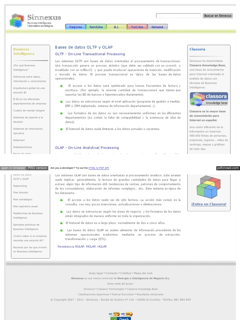 Bases de Datos OLTP y OLAP | PDF | Almacén de datos | Bases de datos