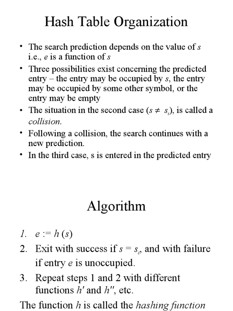 Hash Table Organization | PDF | Teaching Mathematics | Areas Of ...