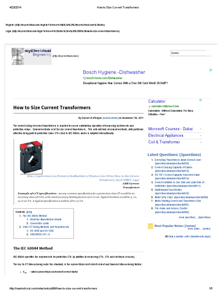How To Size Current Transformers | PDF | Electrical Engineering | Physical Quantities