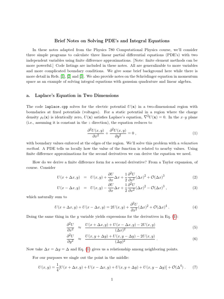Pde Numerically | PDF | Partial Differential Equation | Wave Function