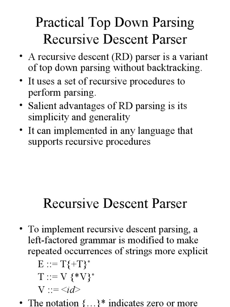 Practical Top Down Parsing | PDF | Parsing | Syntax (Logic)