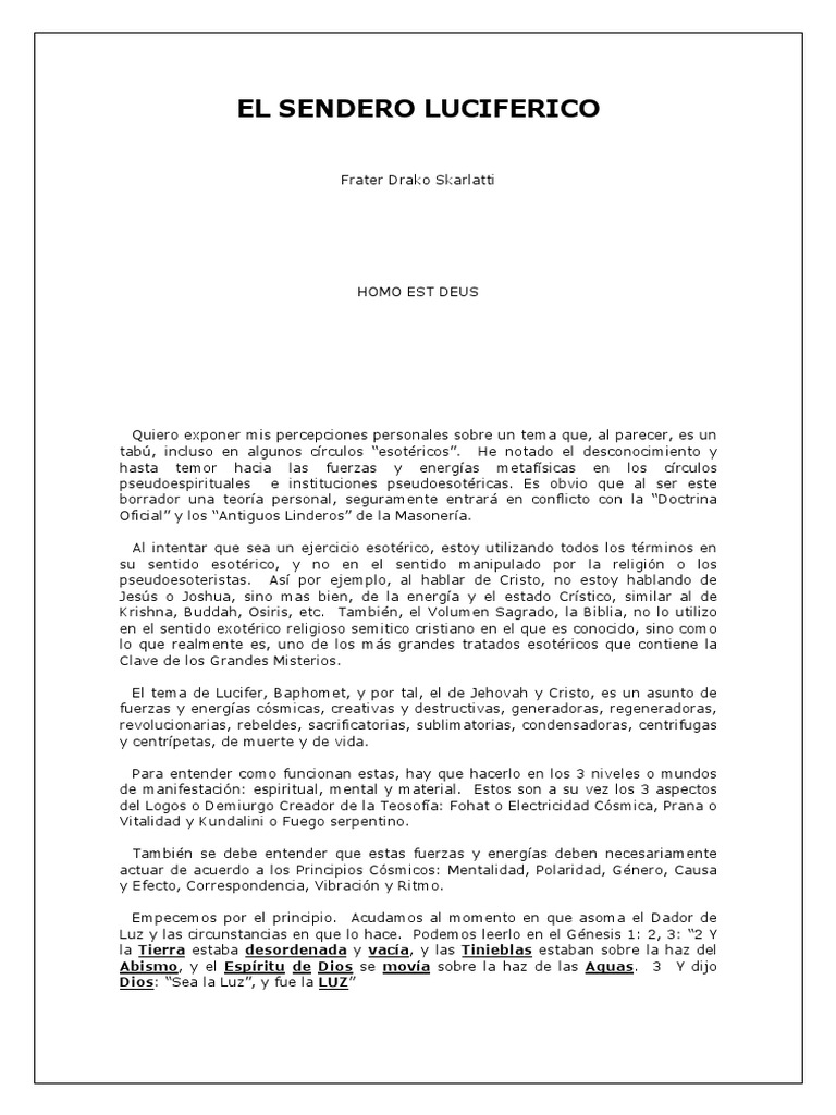 Drako Skarlatti - El Sendero Luciferico | PDF | Satán | Ligero