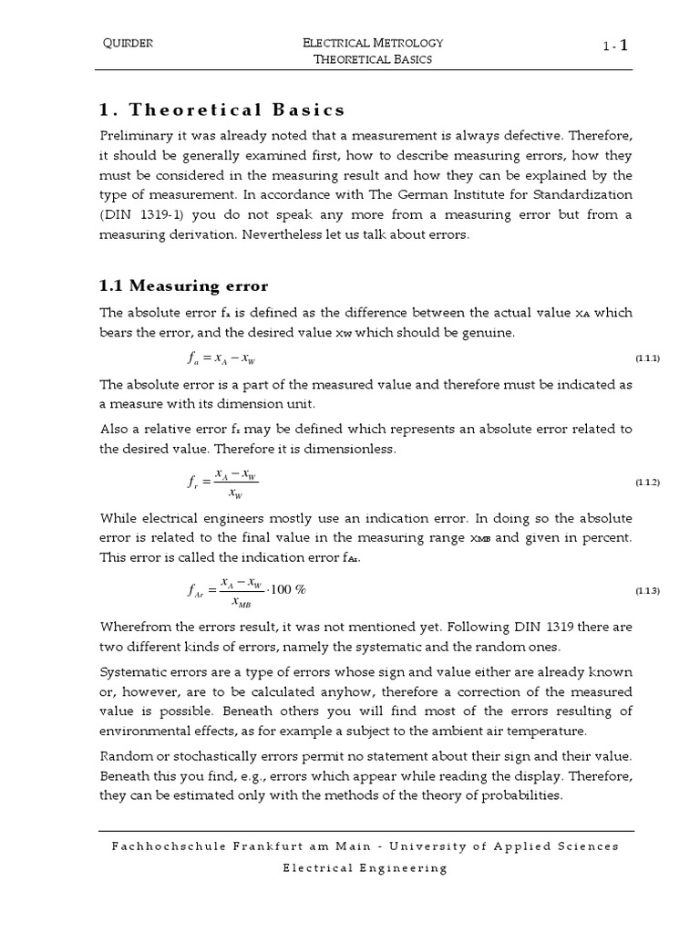 Electrical Metrology Pdf Normal Distribution Kilogram