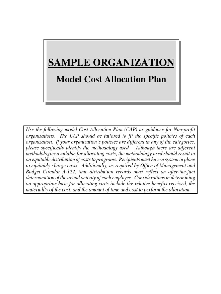 Sample Organization: Model Cost Allocation Plan | PDF | Employee ...