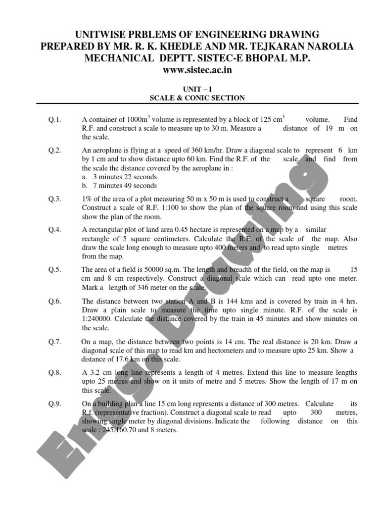 Unitwise Prblems of Engineering Drawing | PDF | Circle | Perpendicular
