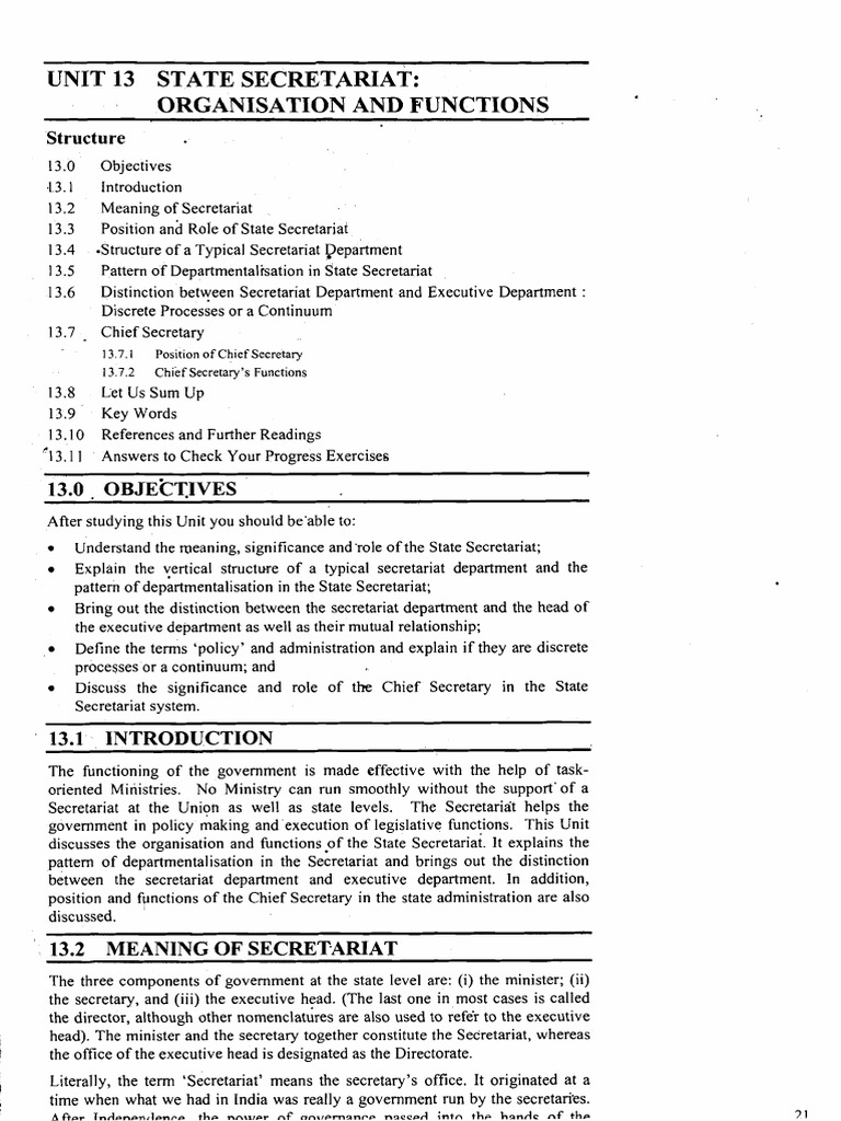 Public Administration Unit-52 State Secretariat - Organisation and ...