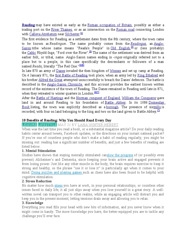 Reading: 10 Benefits of Reading: Why You Should Read Every Day | PDF ...