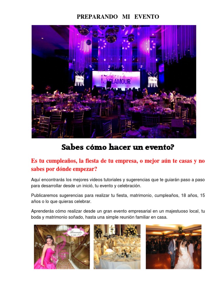 Texto Promocional - Preparando Mi Evento | PDF | Cumpleaños | Blog
