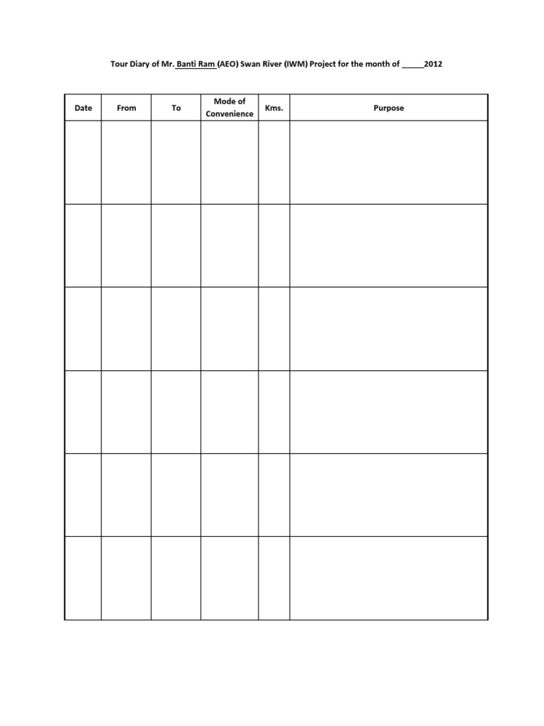 Tour Diary Format | PDF